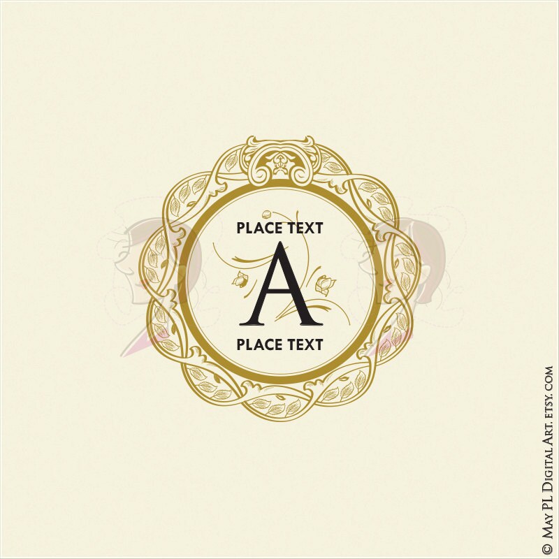 Vine Monogram Frame Png Antique Gold Vintage Rose Circle - Etsy Australia