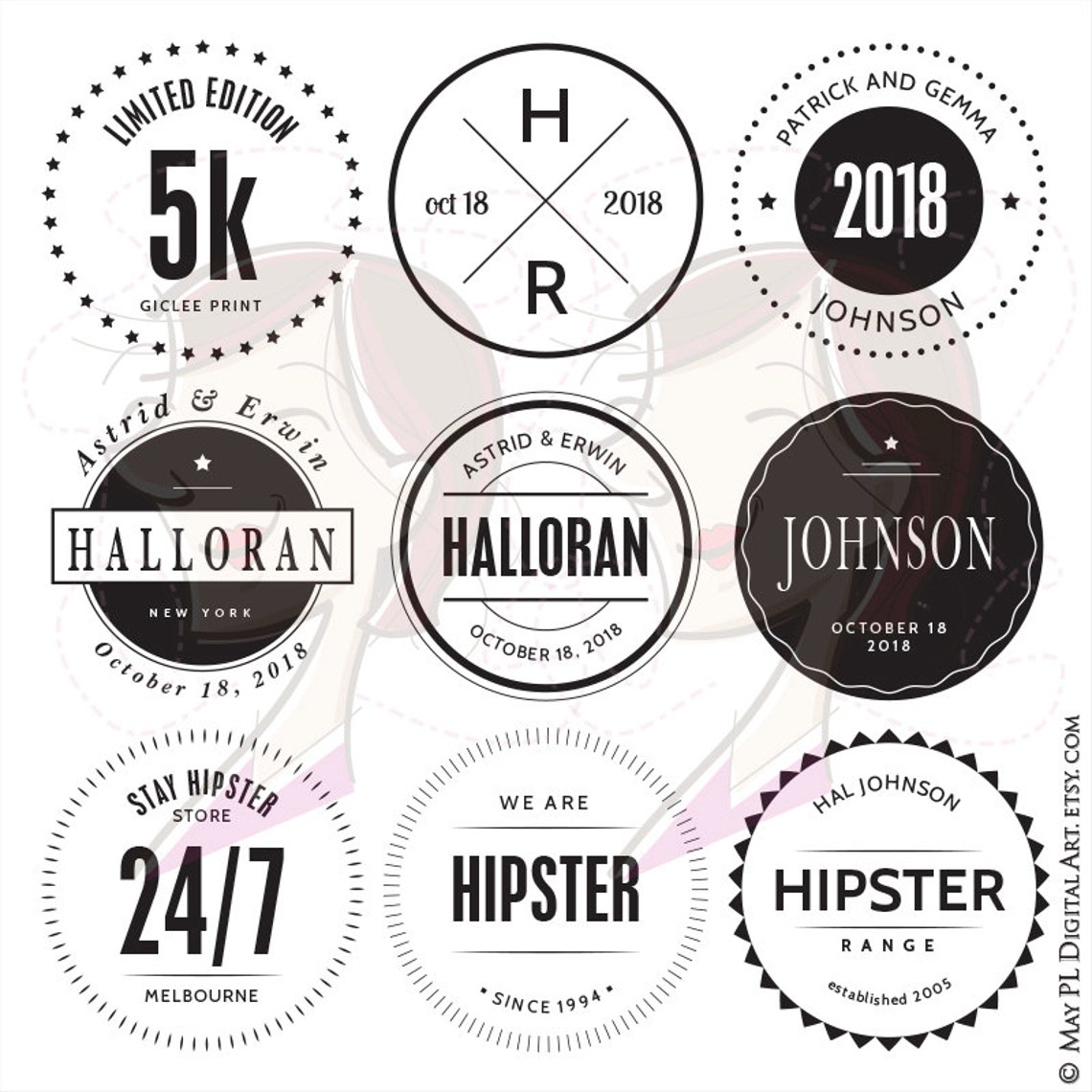 DIY Business Logo Branding Stamp Frames Digital Wedding - Etsy