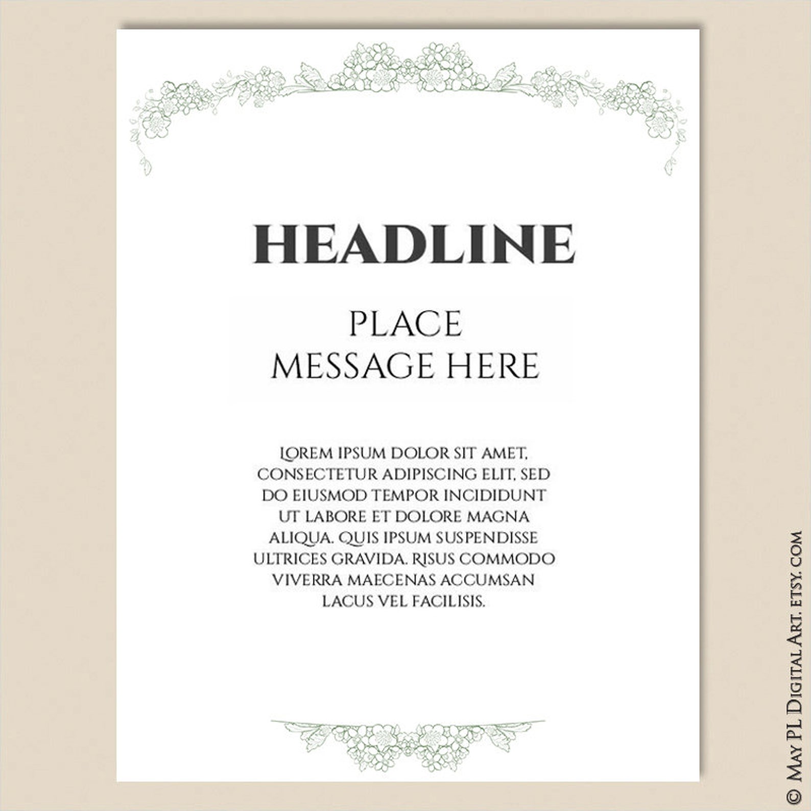 Document Borders Clipart, Antique Ornate Foliage Sage Green Designs ...