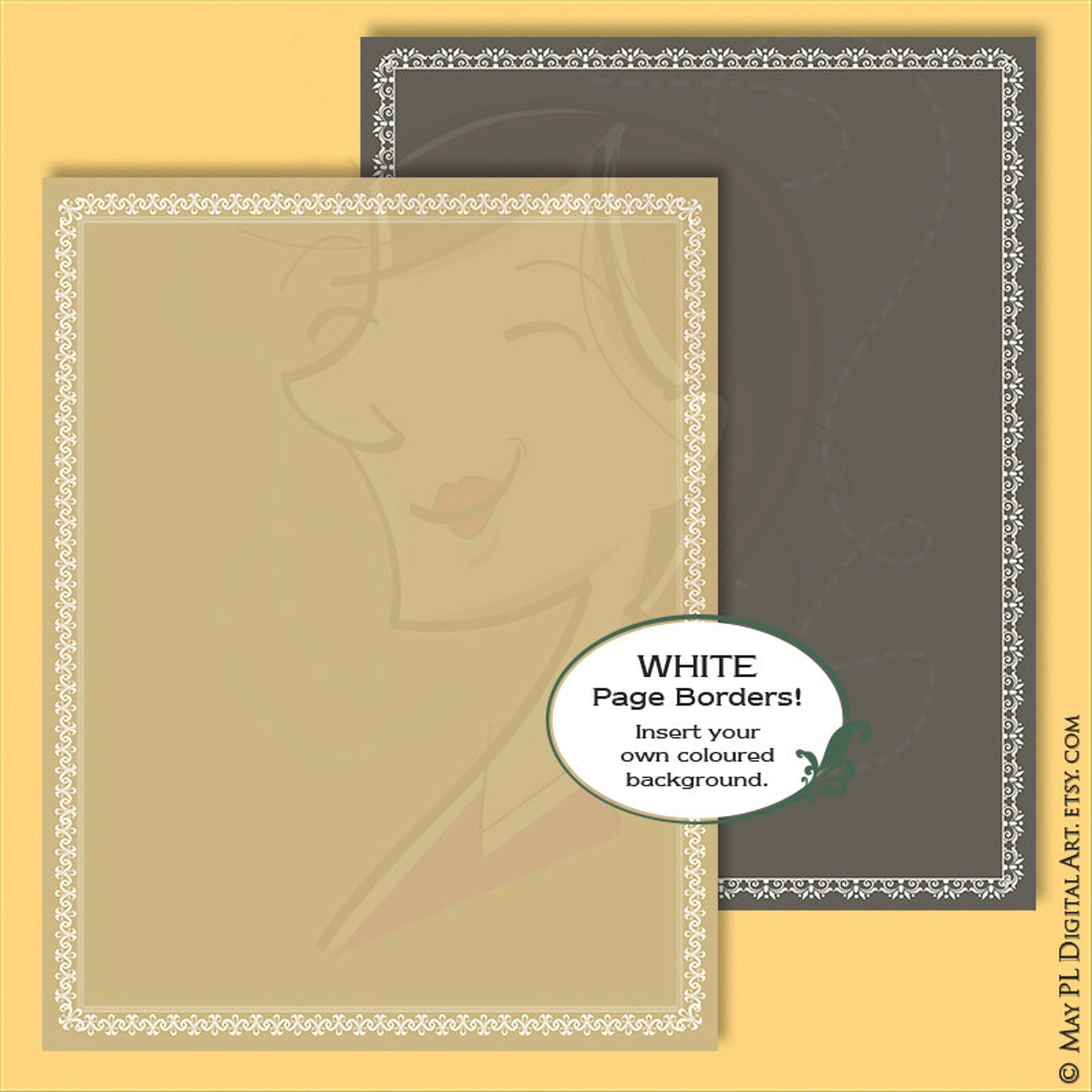 WHITE Frames 11x8 Page Border Retro Clip Art COMMERCIAL USE - Etsy