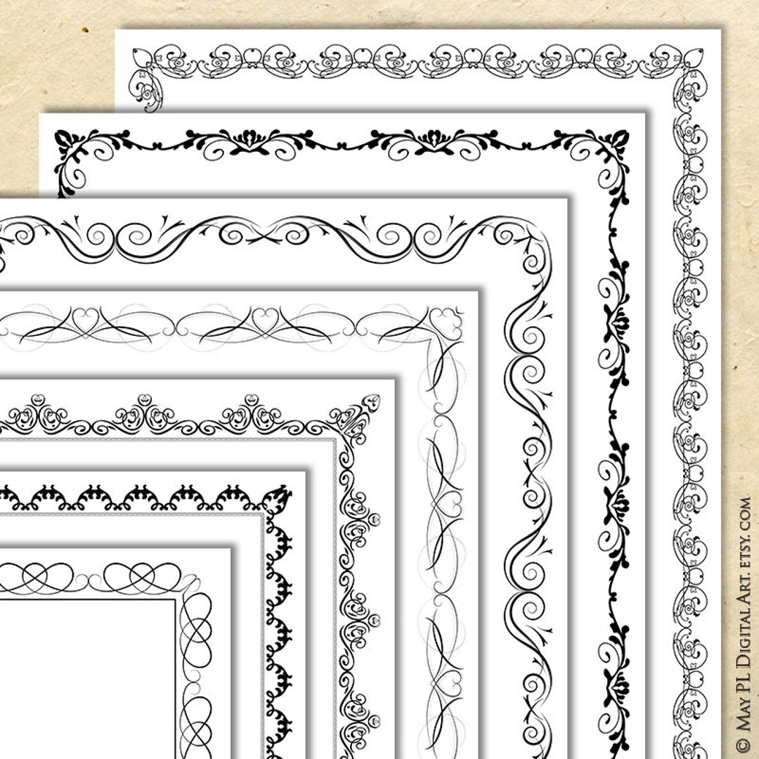 Page Borders 8x11 Vintage Diploma Certificate Award Frames - Swirls ...