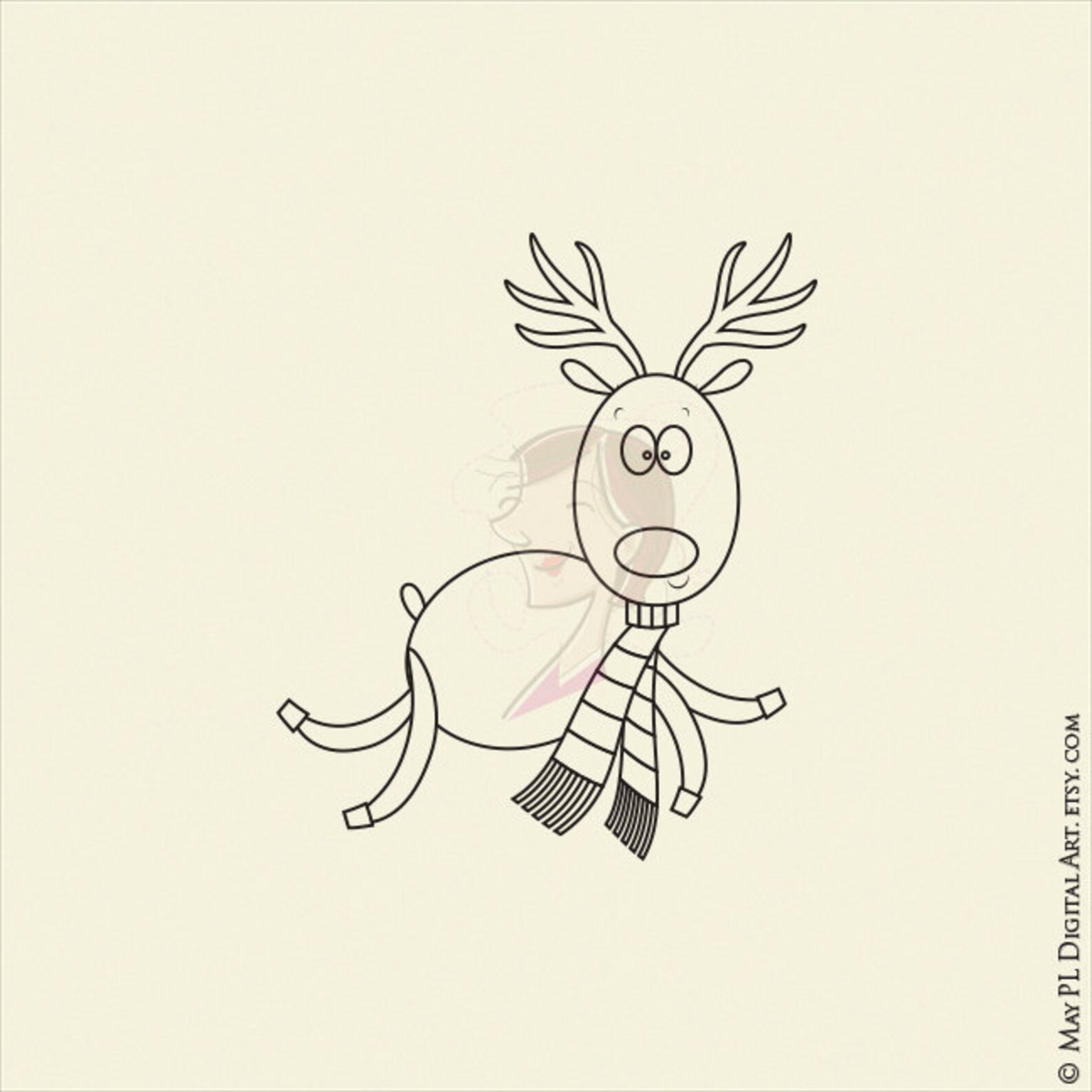 Christmas Digistamp Santa Reindeer Vector Office Use Scrapbook - Etsy