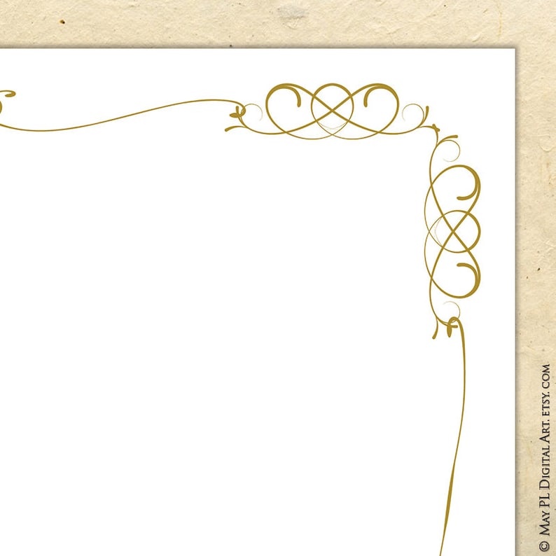 Gold Fancy Document Borders 8x11 Page Digital Frame Vintage - Etsy