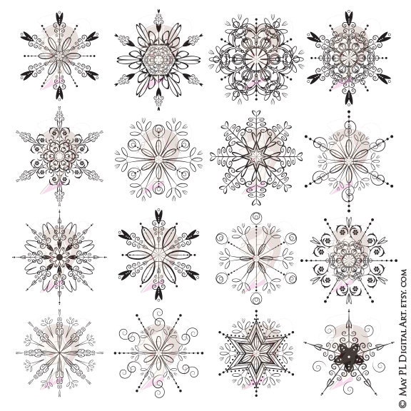 Snowflake Holiday Clipart Commercial Use Snow Crystal Winter | Etsy