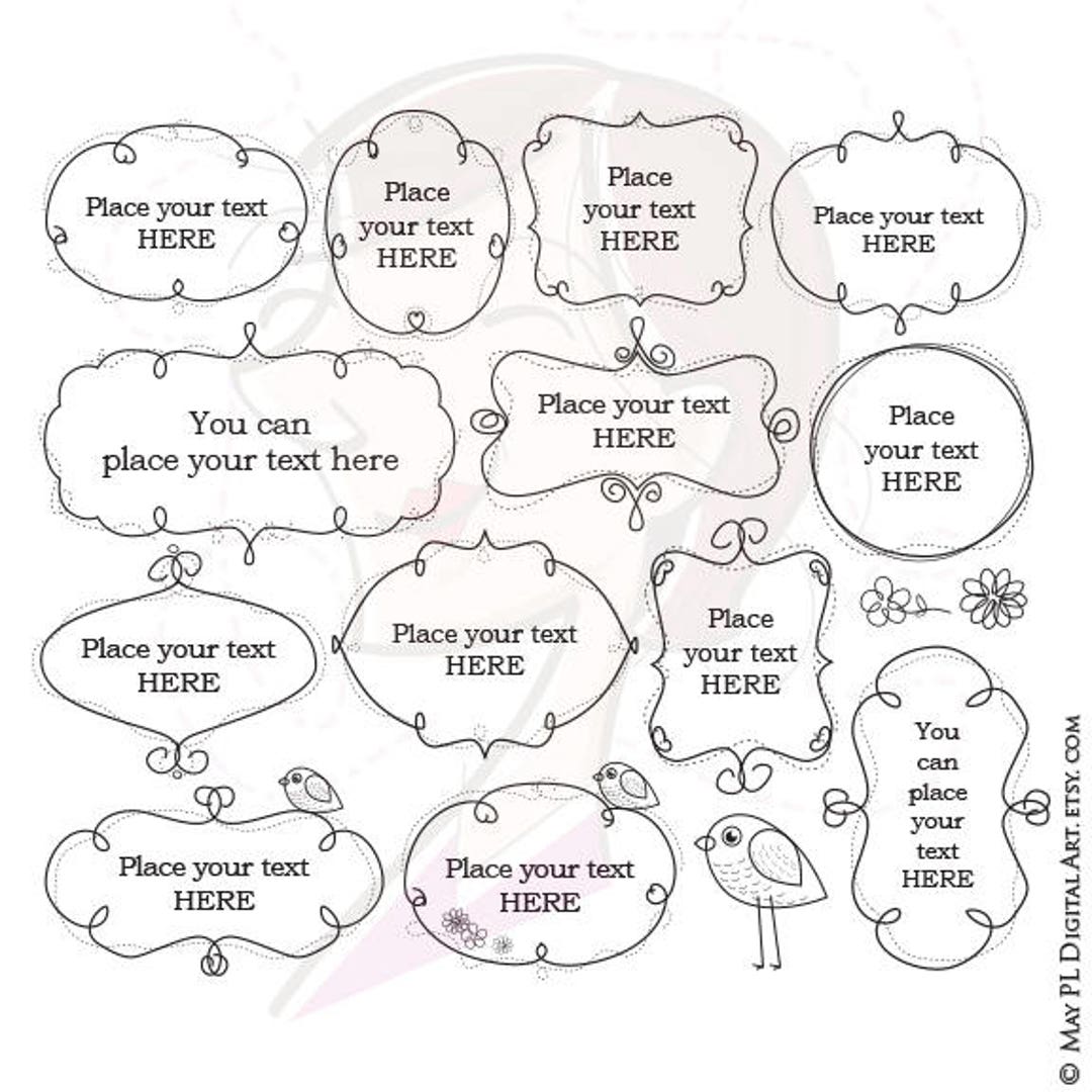 Whimsical Frames Clipart - Hand Drawn Doodles Featuring 16 Cute Borders ...