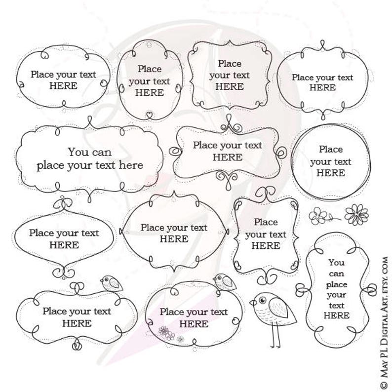 Whimsical Frames Clipart - Hand Drawn Doodles Featuring 16 Cute Borders ...