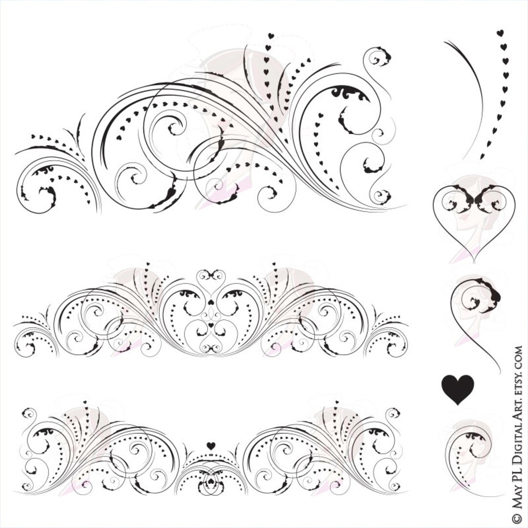 Flourish Png Designs Foliage Clipart Files, Flower Swirl VECTOR ...