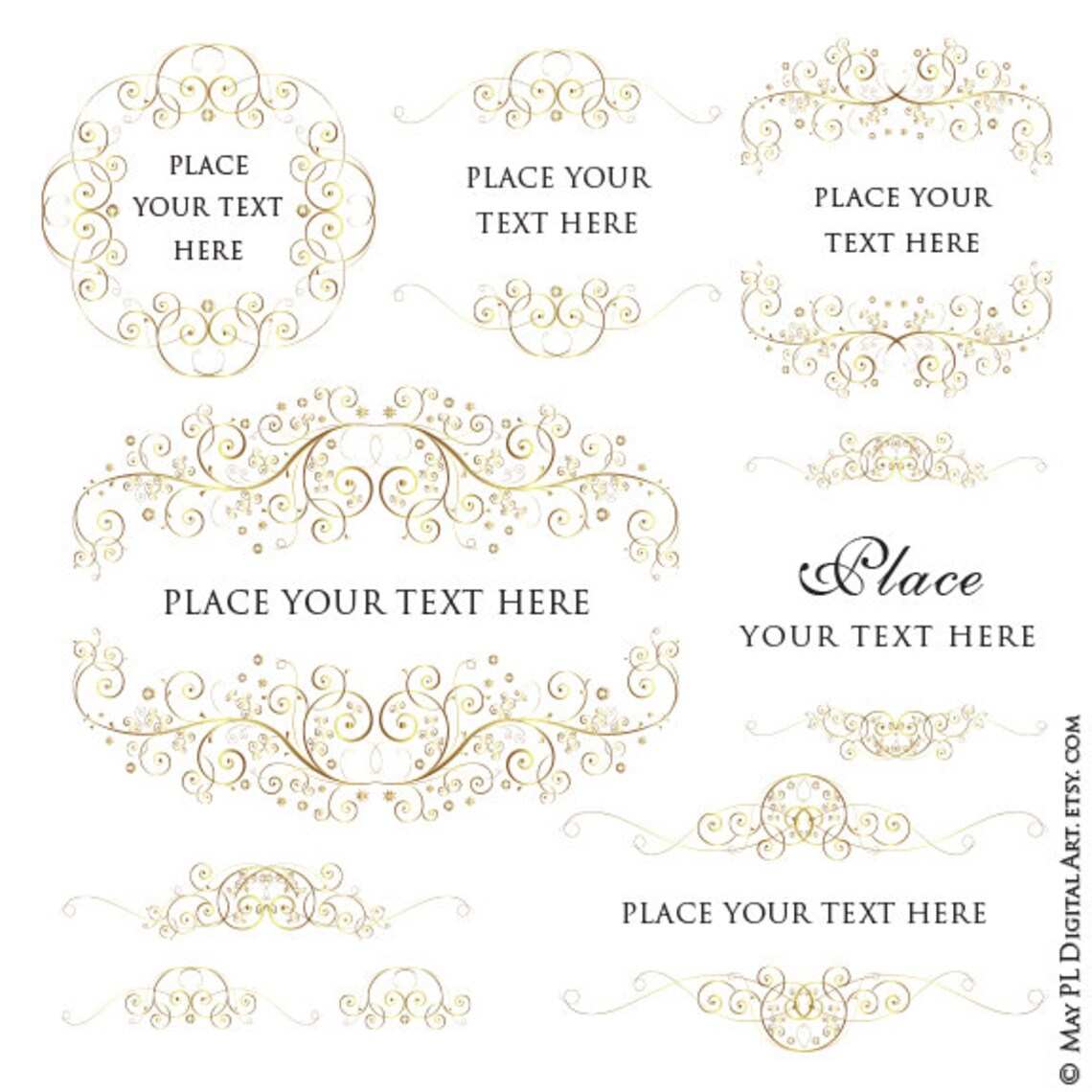 Flourish Clip Art Gold Frame Borders Frames for Wedding - Etsy Australia