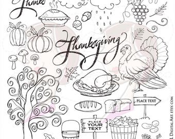 Cute Fall Doodle Clipart - Etsy