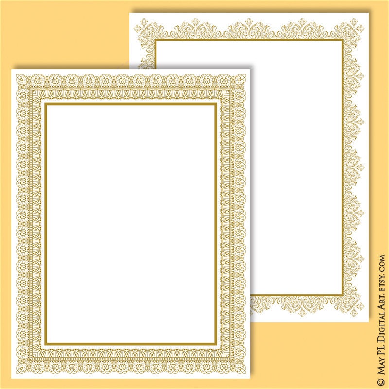 Page Border Gold Certificate Frame Clipart Create Your Own - Etsy