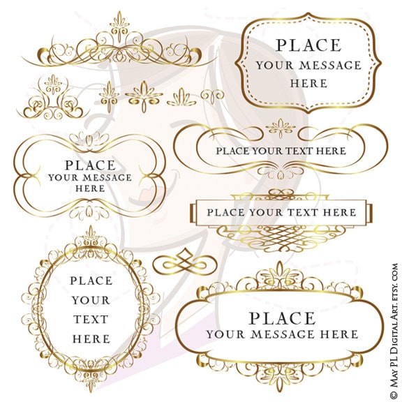 Gold Flourish Frames Swirl Clip Art Vintage Borders Antique - Etsy ...