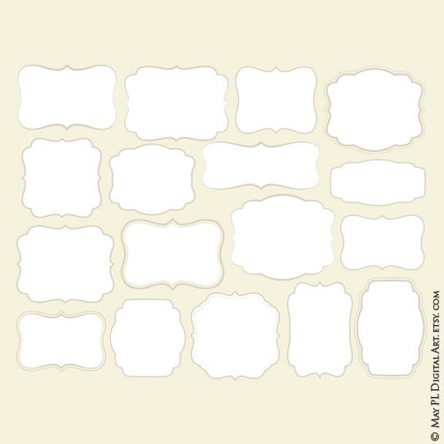 Glitter Frames CLIP ART 15 White Labels With Glitter Border | Etsy