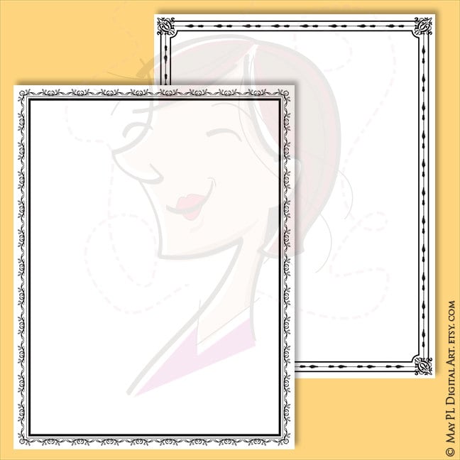 Page Border Frames - Retro Frames Clipart 8.5 X 11 for DIY Certificate ...