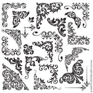 Vintage Ornamental Clipart - Traditional Corners Edge Designs Border ...