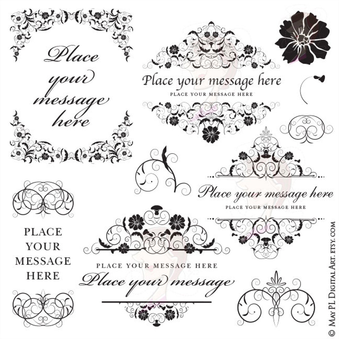 Floral Borders Logo Clip Art Frame - Vintage Flowers Perfect as Wedding ...