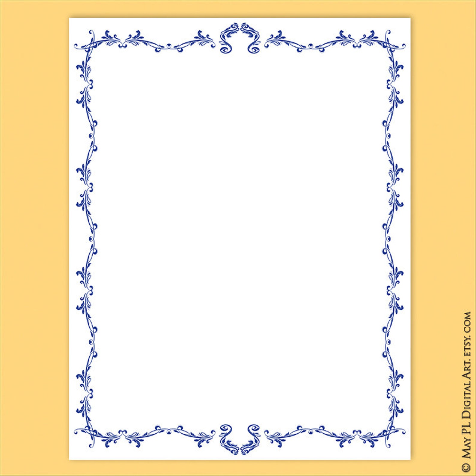 Gift Certificate Blue Wedding Borders Frames Clipart Vintage | Etsy
