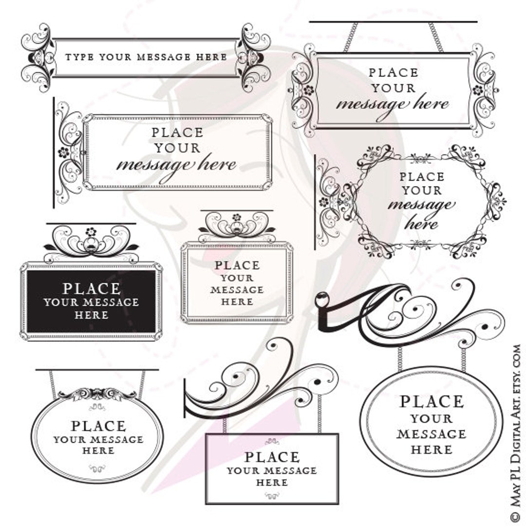 Victorian Frame Signs - Floral Flourish Borders Business VECTOR Clip ...