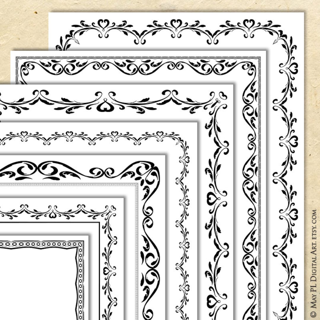 Commercial Use Leaf Border Designs, Vintage Frames Foliage Clip Art ...