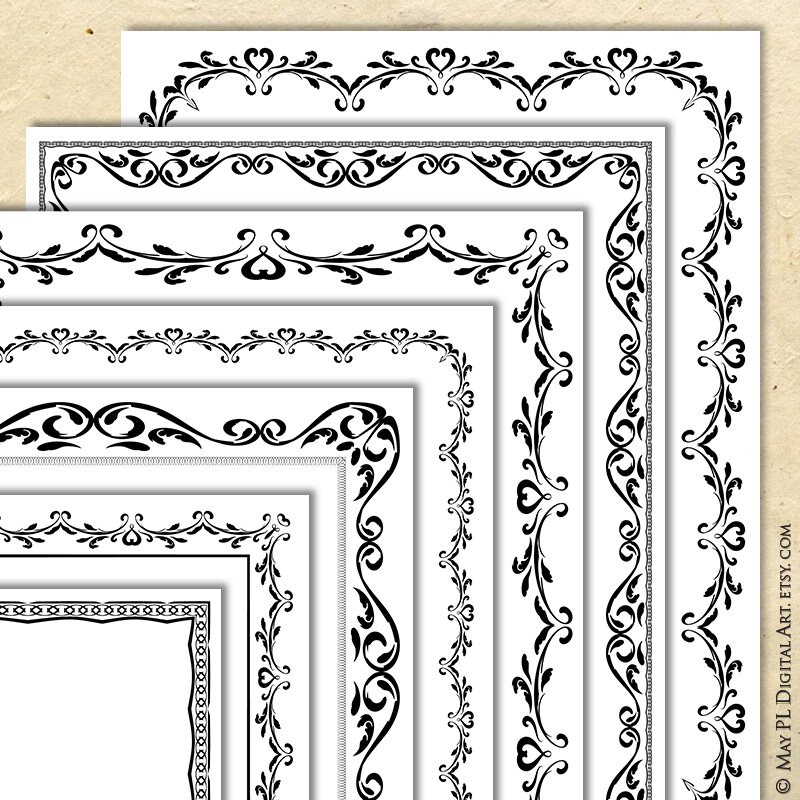 Commercial Use Leaf Border Designs Vintage Frames Foliage | Etsy