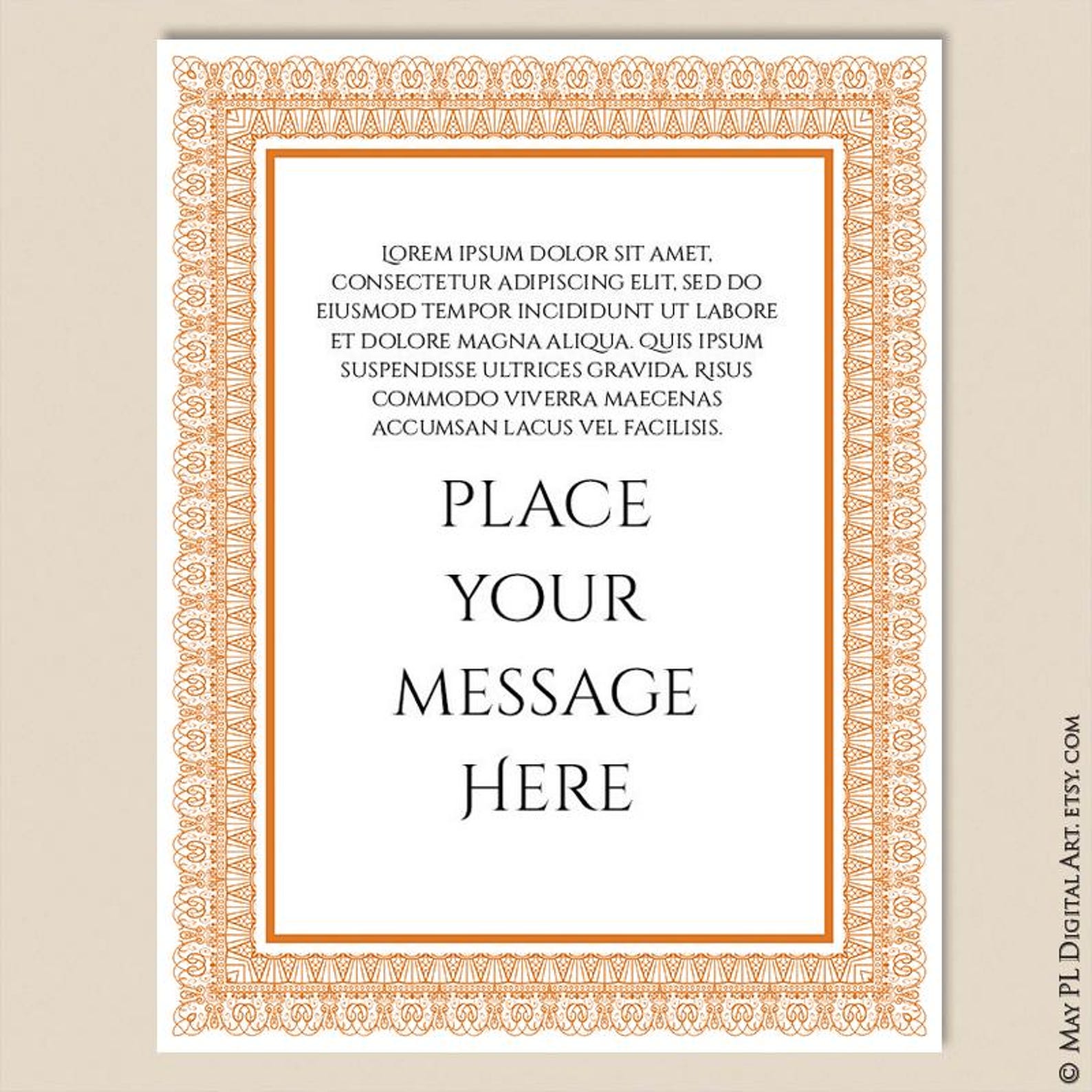 Page Border Frames 8x11 and A4 Burnt Orange Digital Design - Diplomas ...