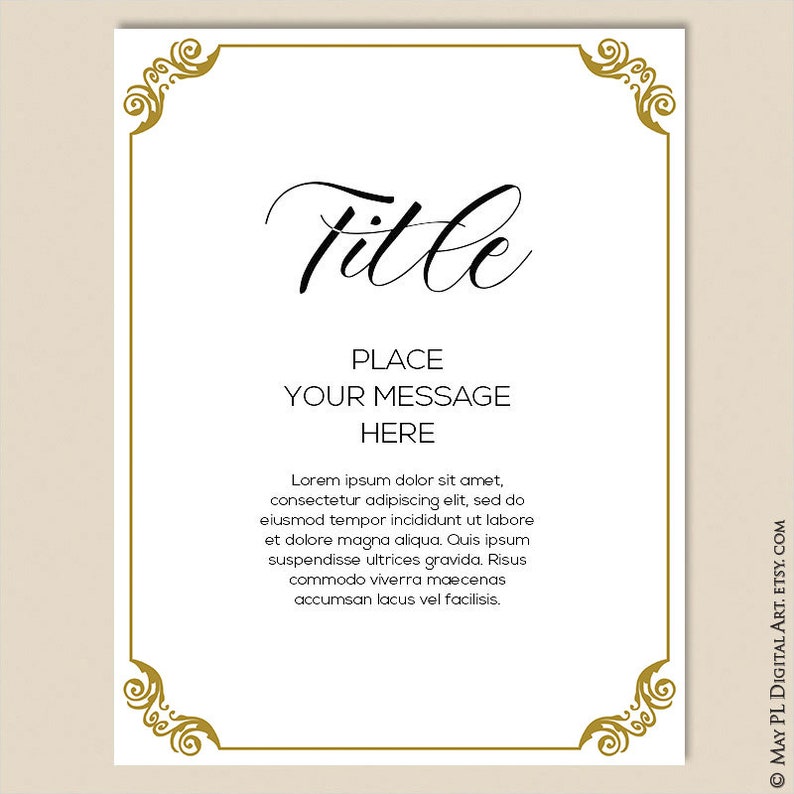 Gold Fancy Document Borders 8x11 Page Digital Frame Vintage - Etsy