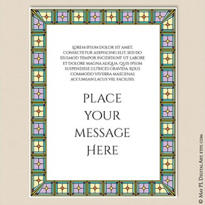 Clip Art Page Borders, Stained Glass Geometric Pattern Set - 8x11 ...
