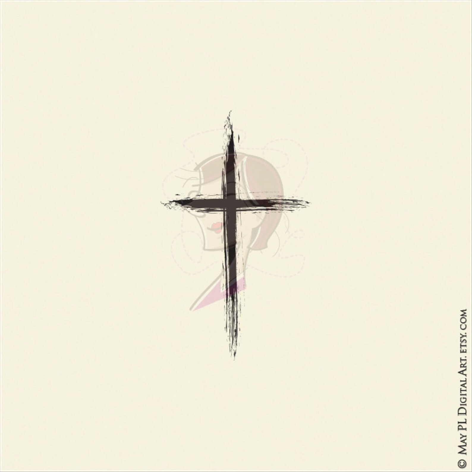 Christian Cross Clipart Thin Cross Brushstroke Clipart for | Etsy