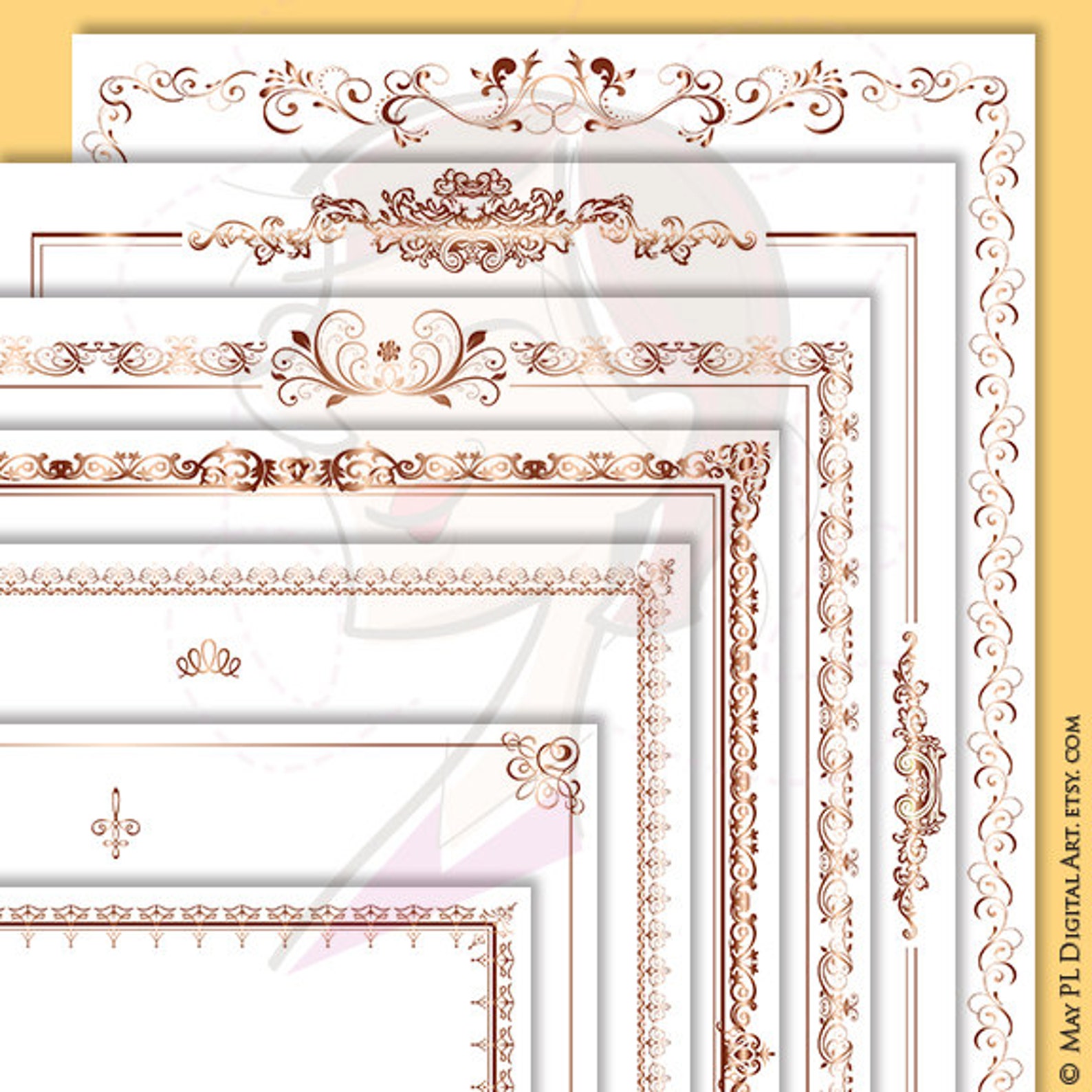 ROSE GOLD Borders Frames 8x11 make your own Award | Etsy