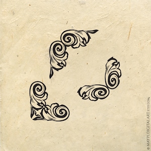 Victorian Ornamental Corner Edge Clipart - Traditional Designs Black ...