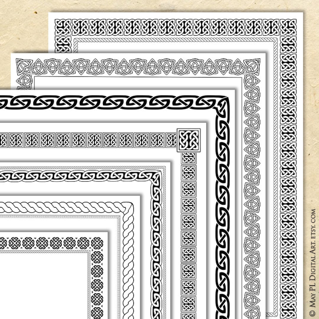 Celtic Knot Black Borders, Certificate Digital Frames, High Resolution ...