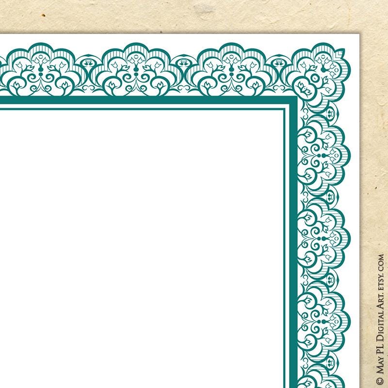 TEAL Certificate Border Frames Clipart 8x11 and A4 - Make Your Own ...