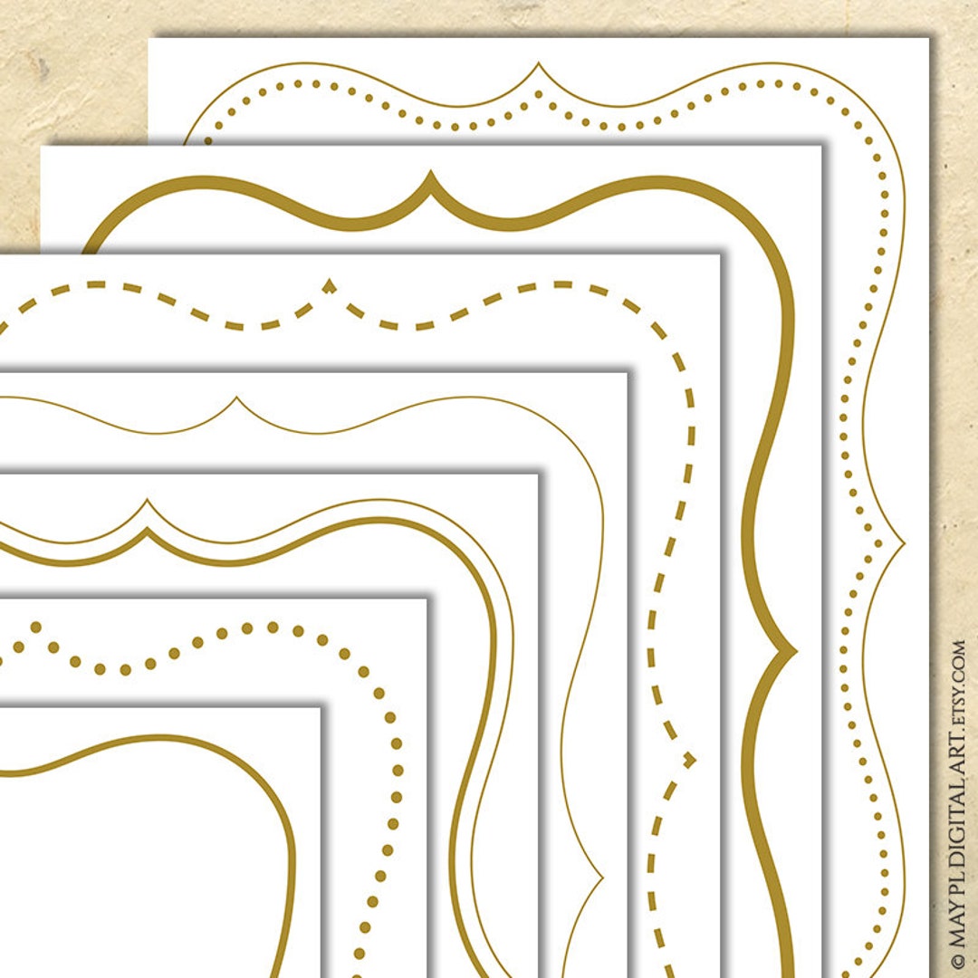 Thin Gold Borders Clipart - 8x11 Outline Page Border Frames Great as ...