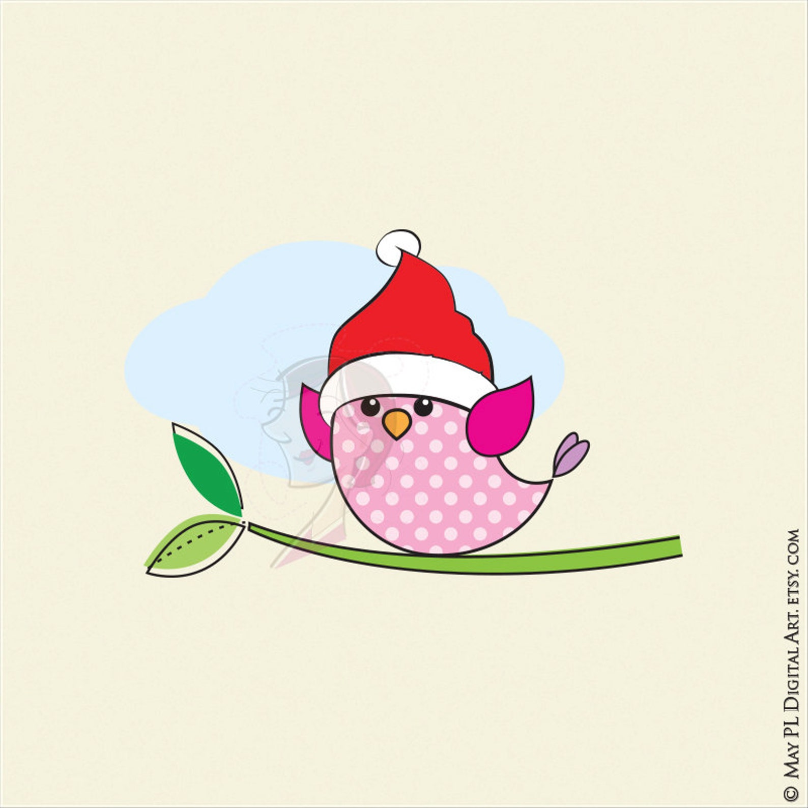 Christmas Birds Clip Art Digital Xmas Vector Commercial Use | Etsy