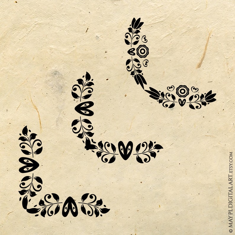 Border Frame Corners Scandinavian Folk Art Nordic Celtic Black Digital ...