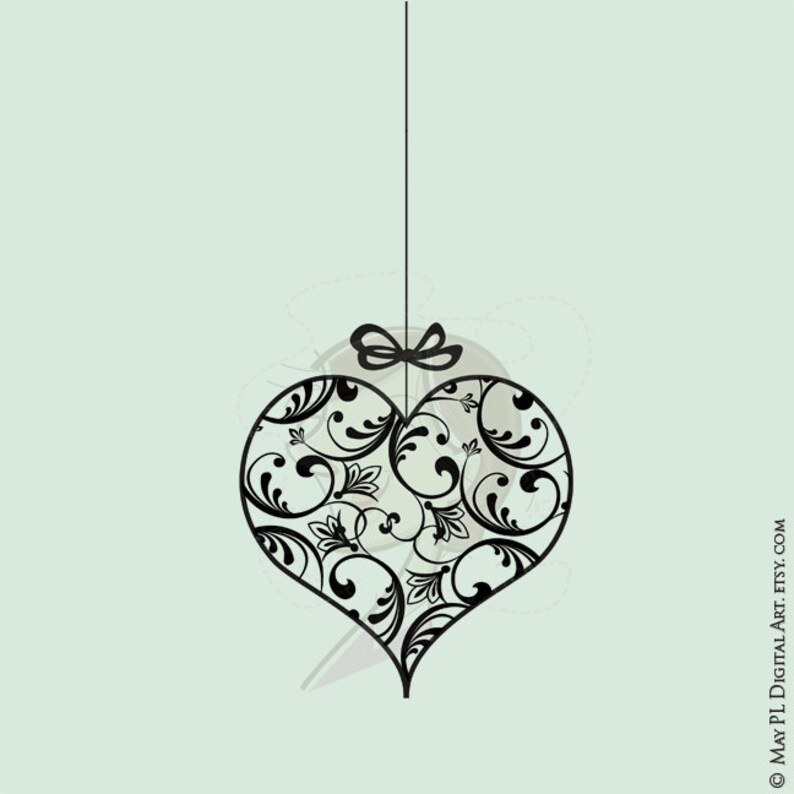 Hearts Clip Art Commercial Use Wedding Valentine Floral Swirl | Etsy