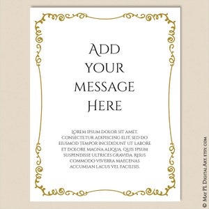 Gold Fancy Document Borders, 8x11 Page Digital Frame Vintage Designs ...