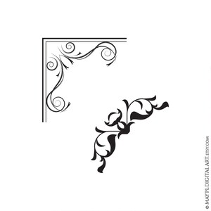 Digital Border Corners Flourishes Clip Art - Vintage Swirls Ornaments ...