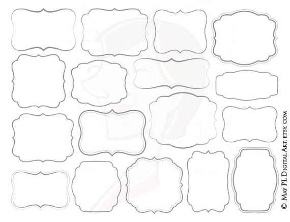 Simple Shapes Gray Frames Png Clipart for DIY Invitations | Etsy