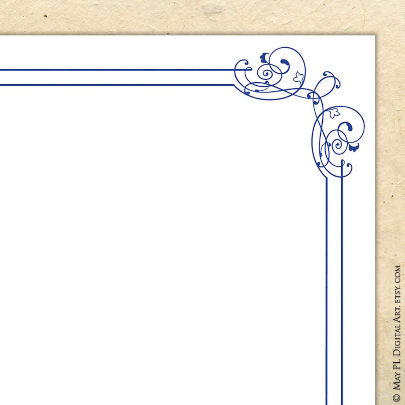 Blue Borders Document Page Clip Art 8x11 Digital Frame - Etsy UK