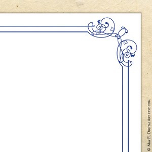 Blue Borders Document Page Clip Art, 8x11 Digital Frame Vintage ...