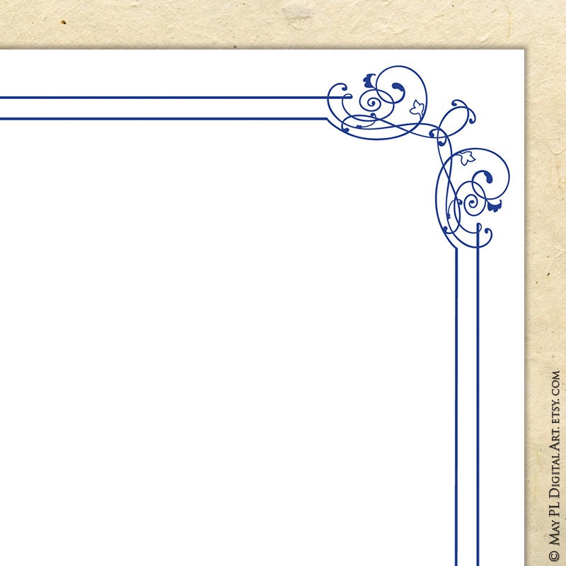 Blue Borders Document Page Clip Art 8x11 Digital Frame - Etsy UK