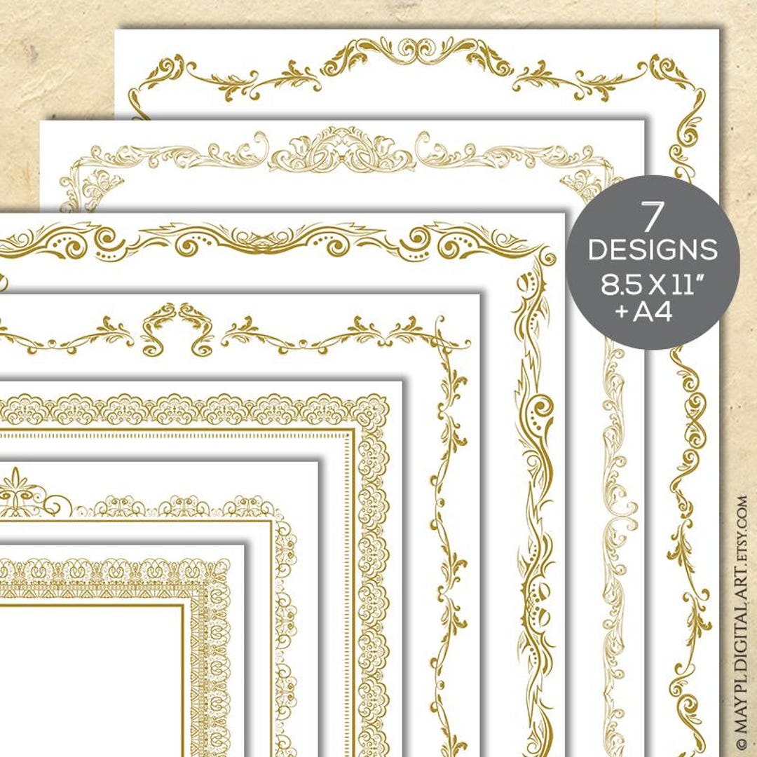 Fancy Page Border Classic Frames, Gold Foliage Floral Clip Art ...