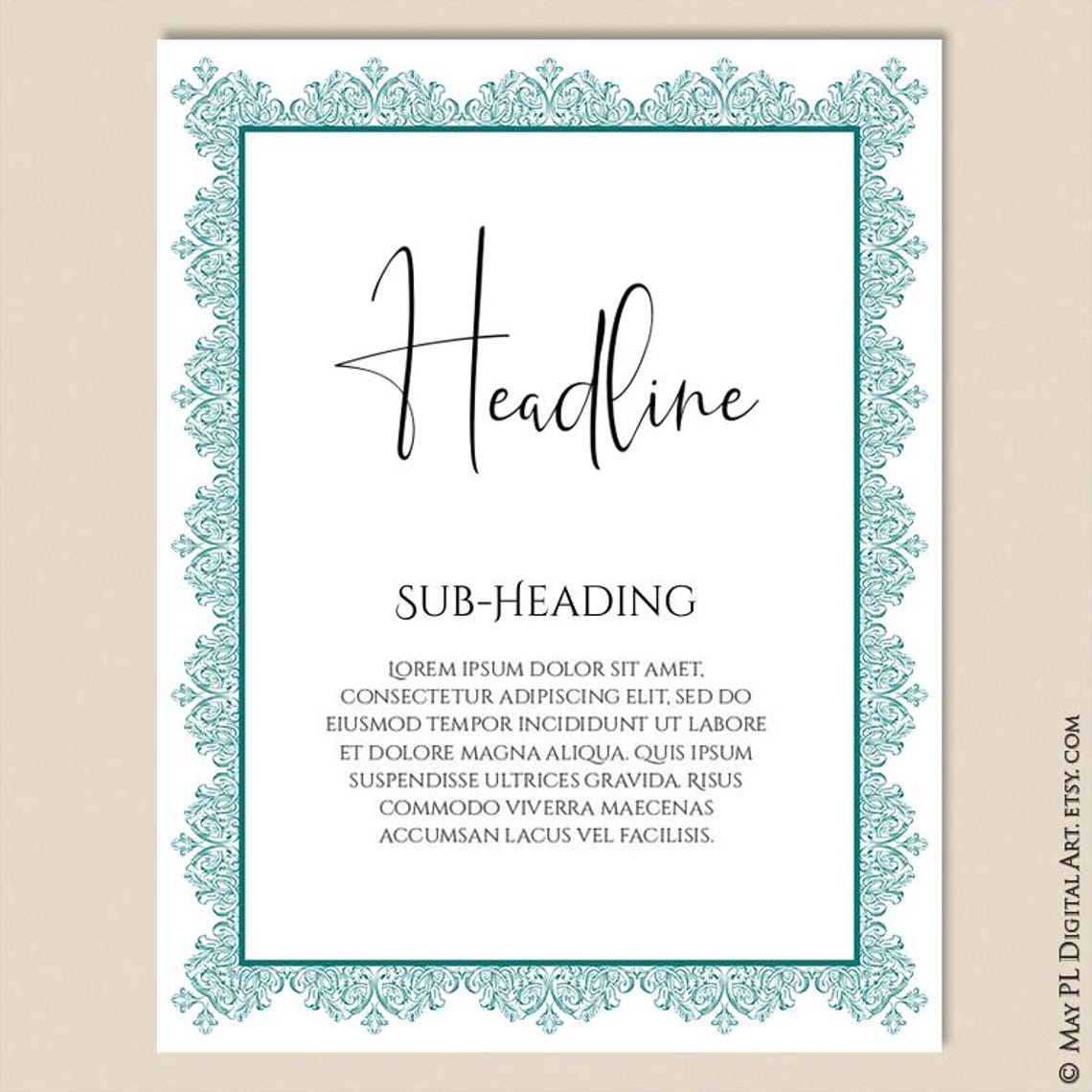 TEAL Certificate Border Frames Clipart 8x11 and A4 - Make Your Own ...