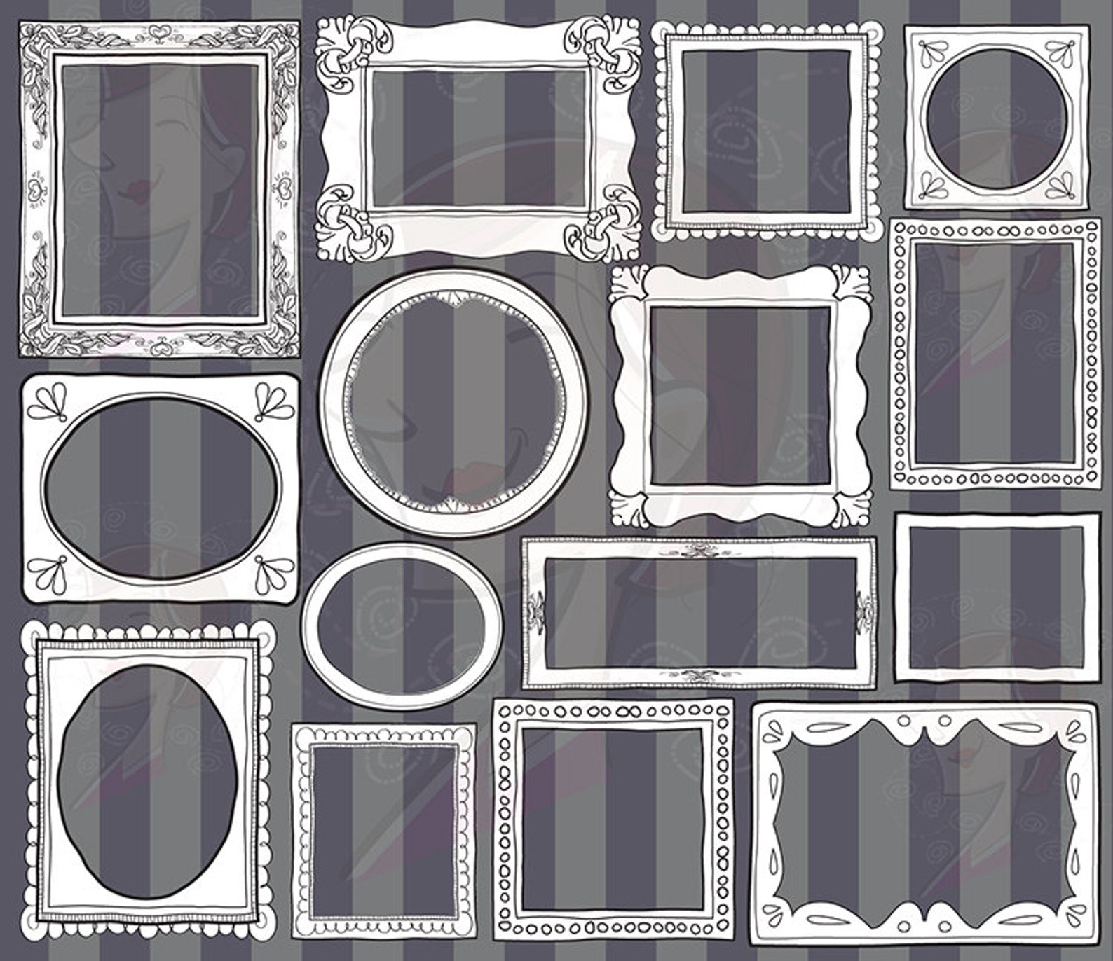 Whimsical Frame Download - Handdrawn Clip Art Digital Photo Frames With ...