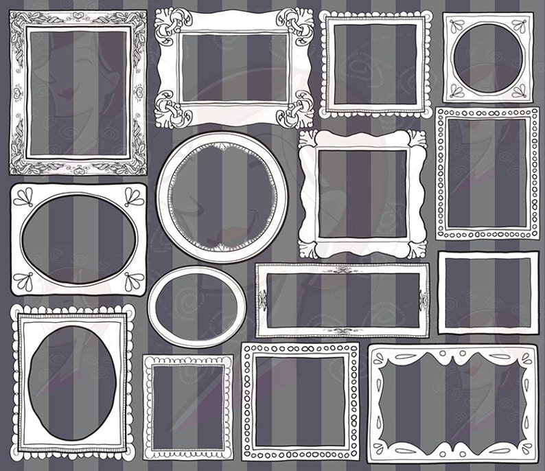 Whimsical Frame Download Handdrawn Clip Art Digital Photo - Etsy Australia