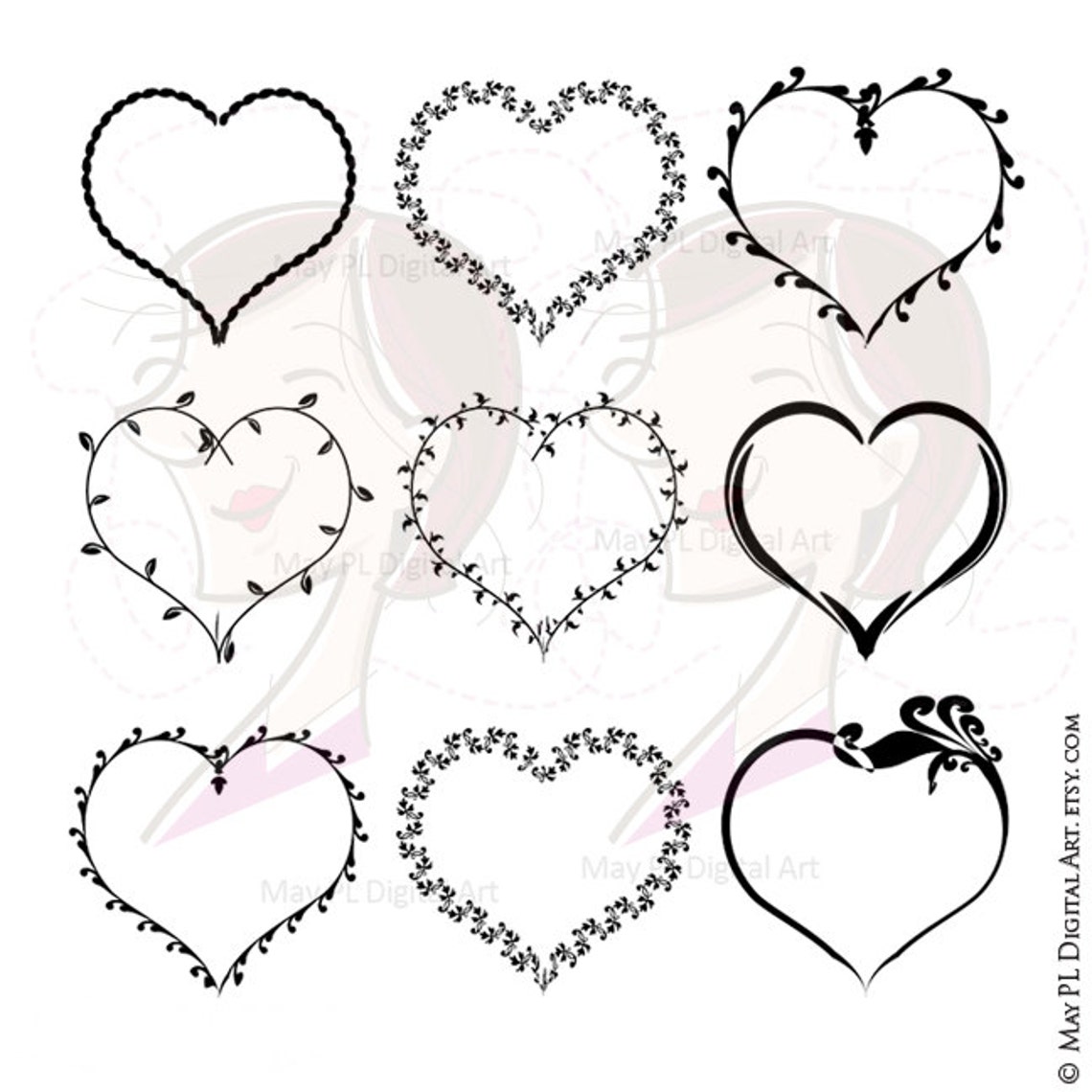 Valentines Heart Svg Frames Love Frame VECTOR Clip Art also | Etsy