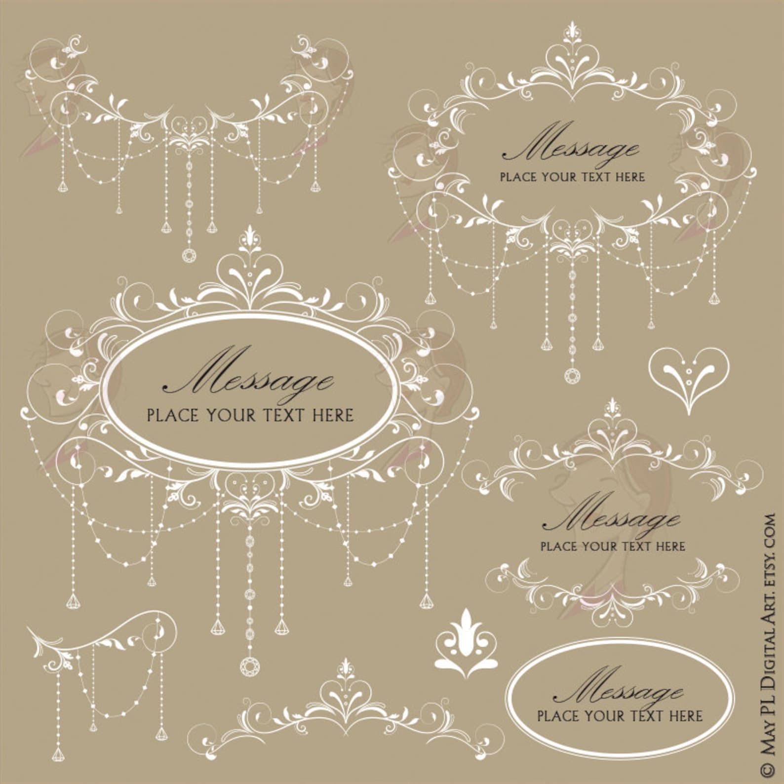 Chandelier Floral Frame Oval White Flourish Frames Clipart DIY Elegant ...