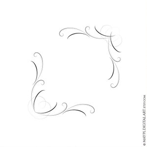 Frame Corners Border Clipart - Swirls Flourish Hand Drawn Collection ...
