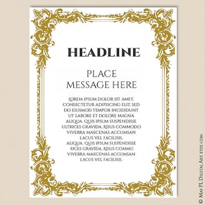 Antique Gold Document Borders Classic Clipart - Charming Flourish Edges ...