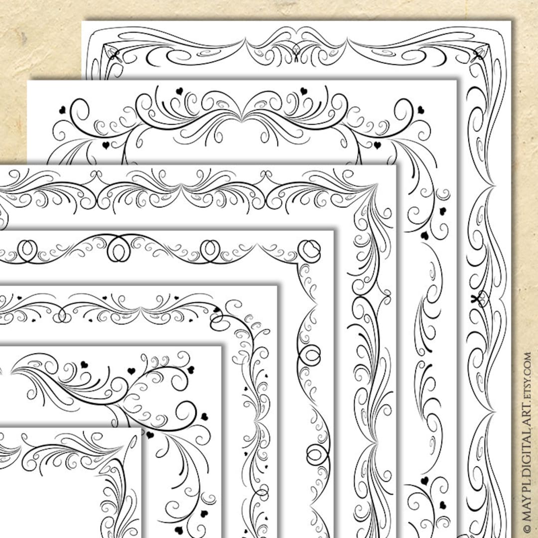 Border Fancy Black Flourish Page Frames Designs - Vintage Document ...